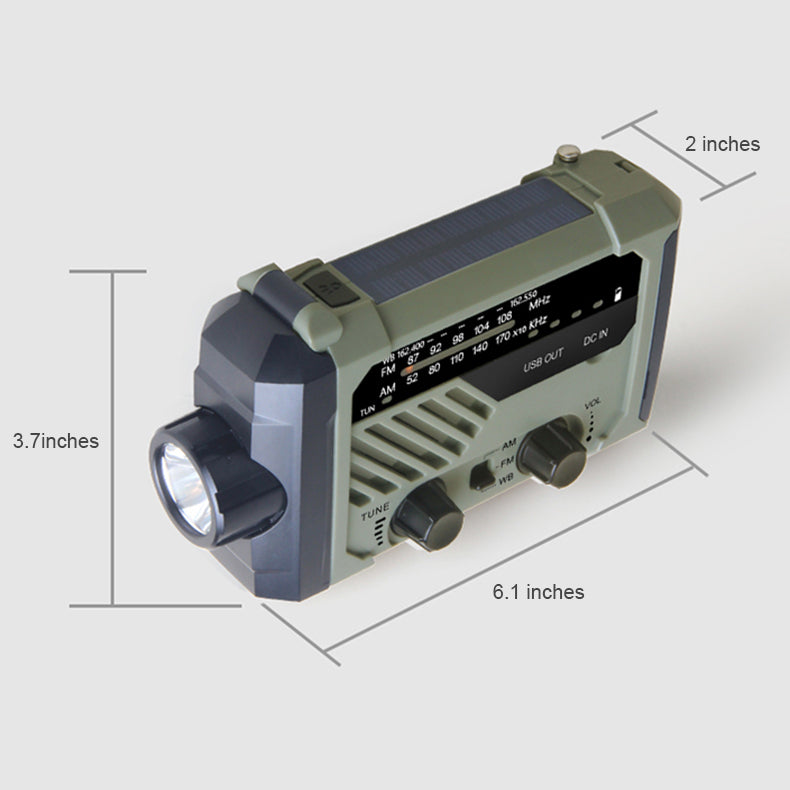 Portable Hand Crank, Radio, Lamp, Flashlight, Solar Charging, Power Ba ...