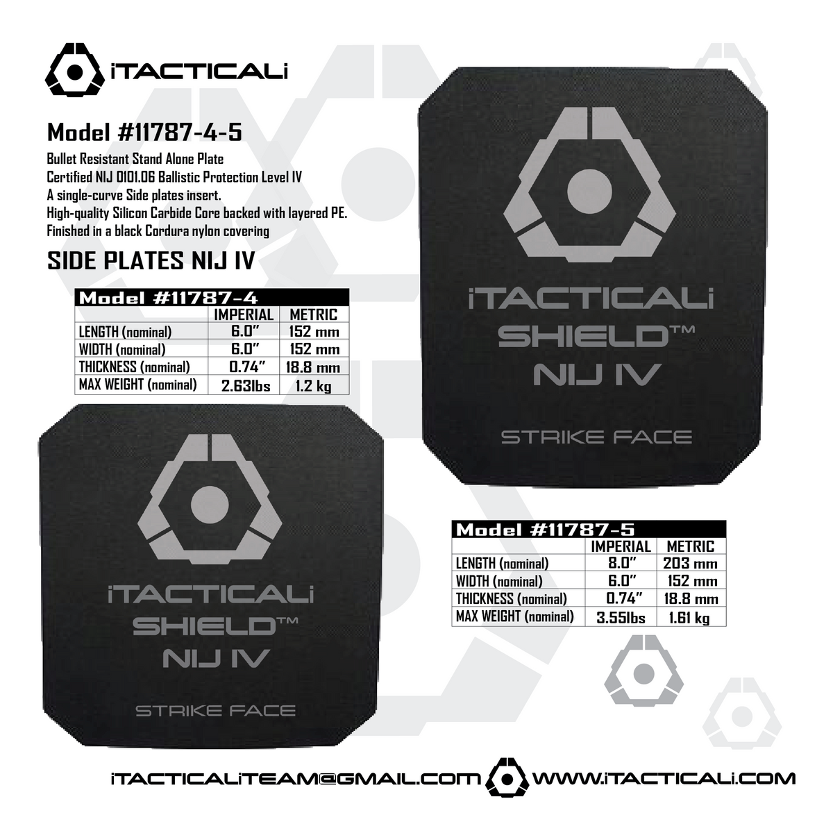Ballistic NIJ IV Side Hard Armor Plates – iTACTICALi